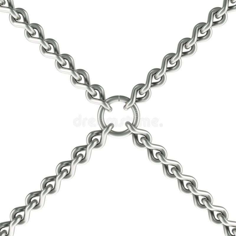 Chains with Ring in the Center. 3D Rendering Stock Illustration ...