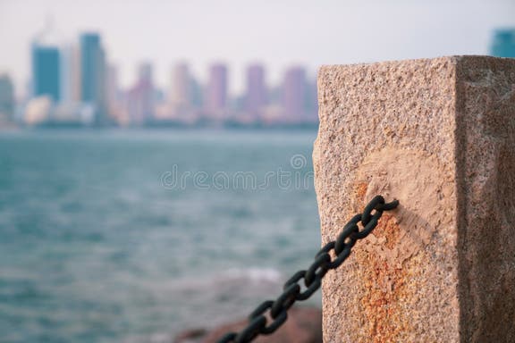 Chains and the sea stock photo. Image of morning, coast - 254878452