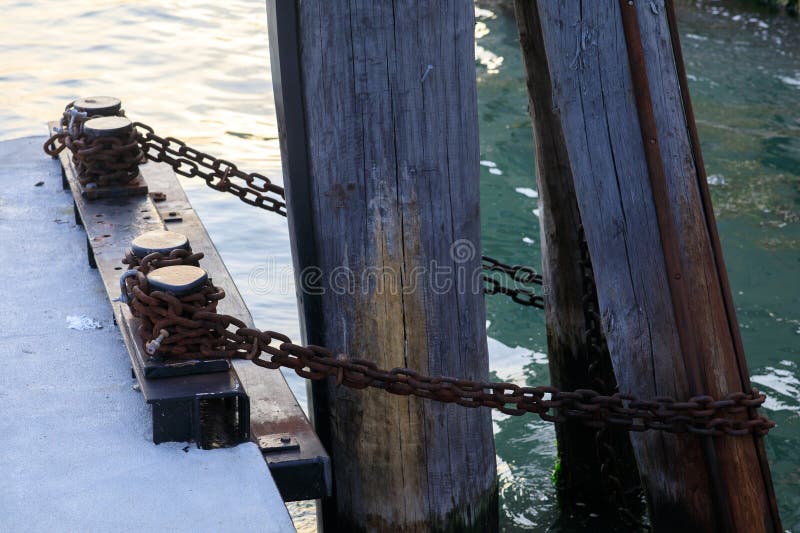 Chains Securing Ships To the Pier Stock Image - Image of pier, link ...