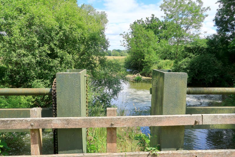 Chains of a Sluice Gate on the River Eden in Kent Stock Image - Image ...