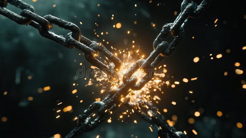 Breaking Free Powerful Chain Sparks Dramatic Freedom Stock Photos ...