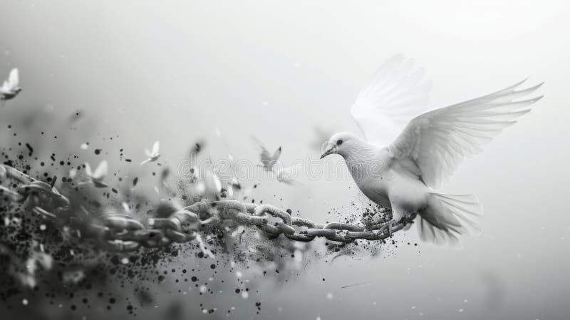 Chains Turning into Bird Symbolize Freedom, Surreal Concept Art Stock ...