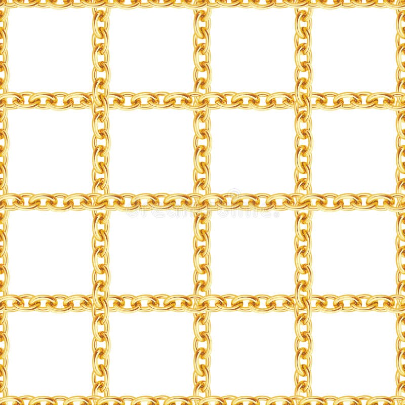 Seamless Pattern of Golden Chains on White Background. Repeat Design ...