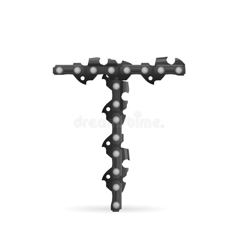 Chainsaw chain letter T stock vector. Illustration of type - 241761718