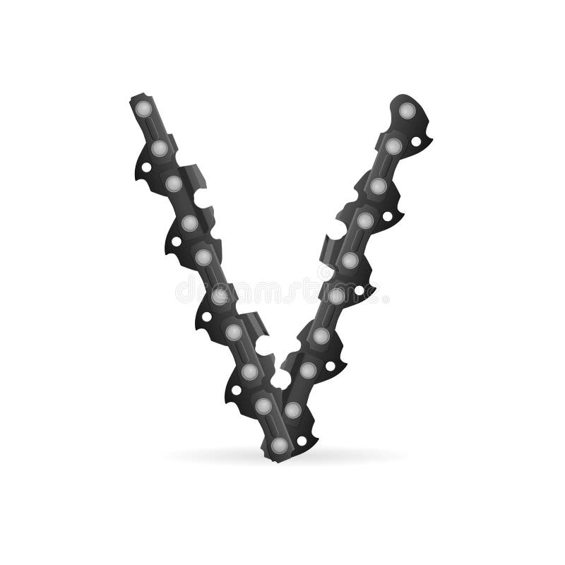 Chainsaw chain letter V stock vector. Illustration of type - 241761721