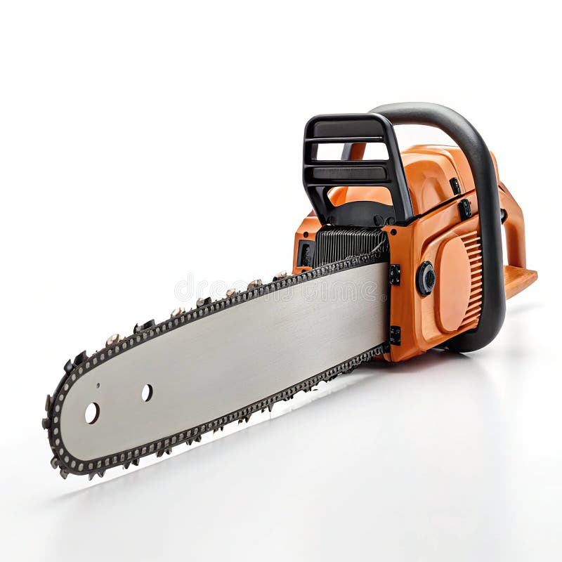 Chainsaw with Handle and Blade on White Background Stock Illustration ...