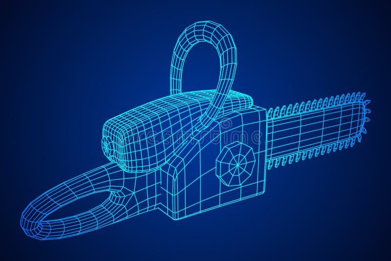 Chainsaw Wireframe Model Vector Stock Vector - Illustration of frame ...
