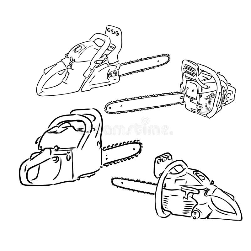 Chainsaw. Vector Illustration, Doodle Style Saw Vector Stock Vector ...