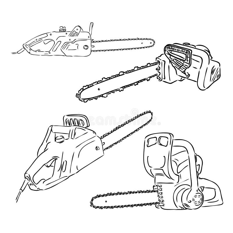 Chainsaw. Vector Illustration, Doodle Style Saw Vector Stock Vector ...