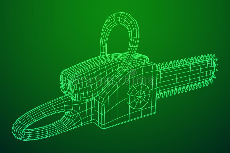Chainsaw Wireframe Model Vector Stock Vector - Illustration of engine ...