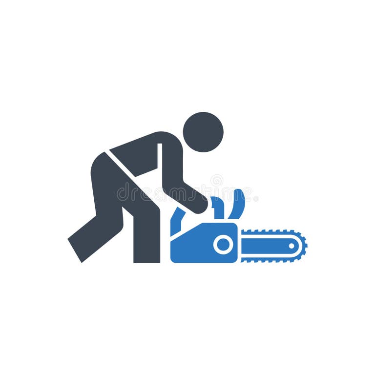 Chainsaw Worker Icon stock vector. Illustration of worker - 348842706