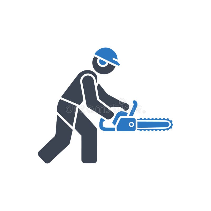 Chainsaw worker icon stock vector. Illustration of wood - 374474268