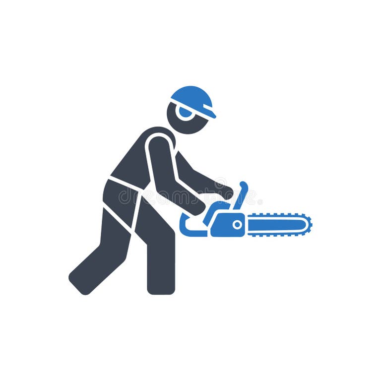 Chainsaw worker icon stock vector. Illustration of wood - 374474268