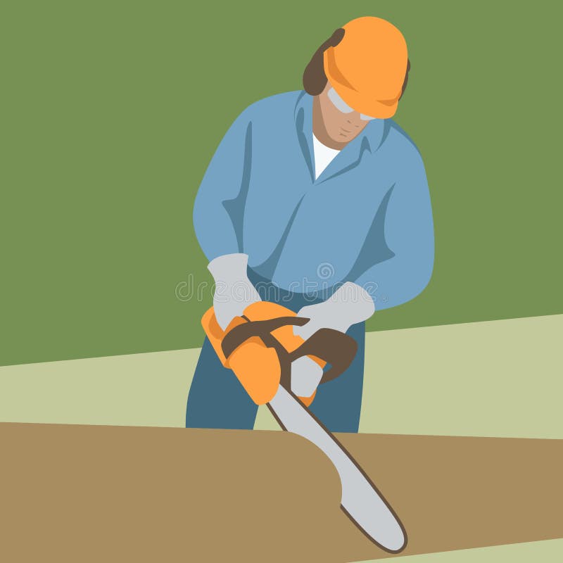 Chainsaw Worker Vector Illustration Flat Style Front Stock Vector ...