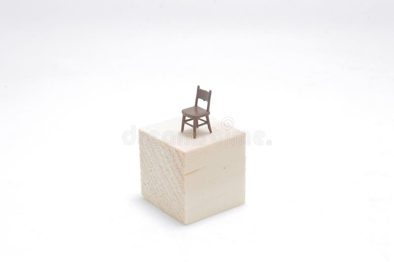 A Chair Alone on the Wood Cube Stock Image - Image of imagination ...