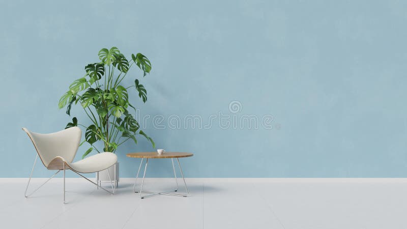 Background Chair, Table, Plant for Presentation. 3D Rendering Stock ...