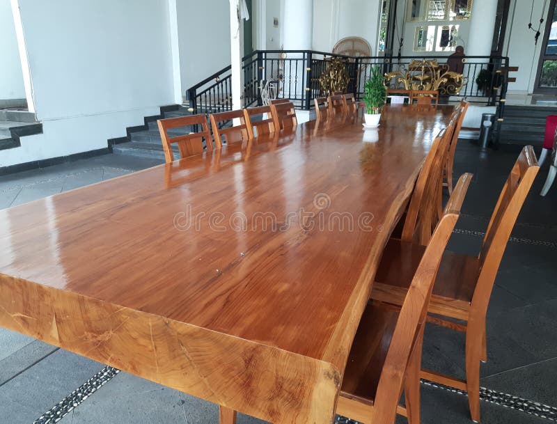 Chair and Big Table from Wood. Teak Wood Chairs and Tables Stock Photo ...