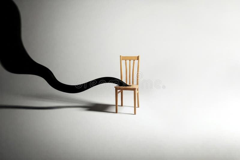 A Chair with a Black Shadow Passing through it. Space for Text. Stock ...