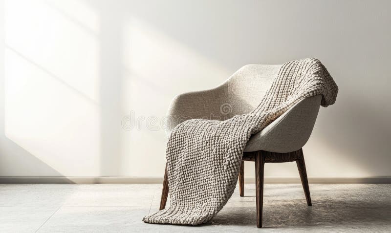 A Chair with a Blanket Draped Over it Stock Photo - Image of ...