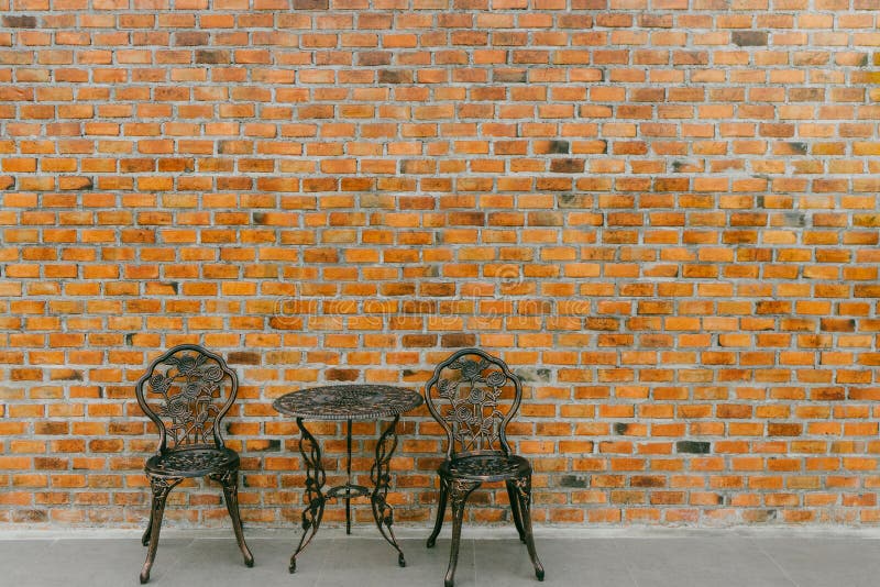 Chair with brick wall stock image. Image of seat, decor - 115353387