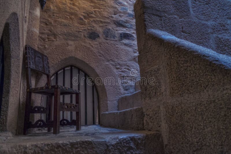 Chair on a castle stairs stock image. Image of corridor - 88365033