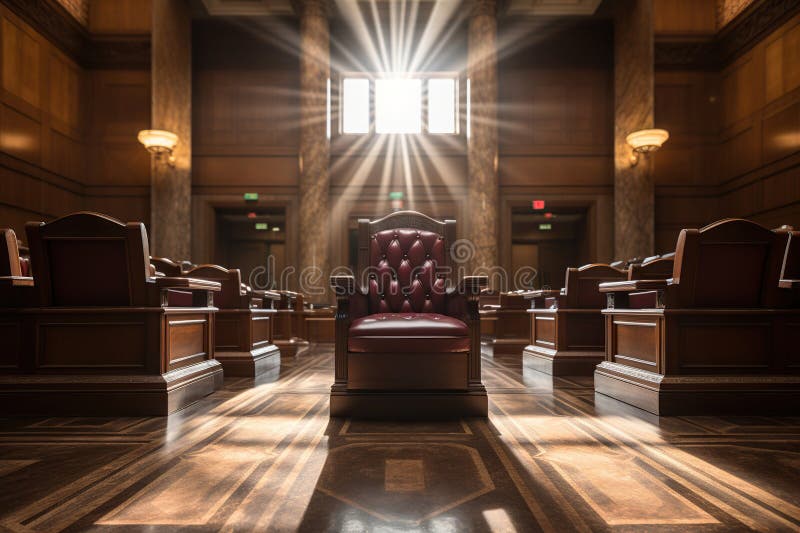 A Chair in a Courtroom Illuminated by Bright Rays. Generated by ...