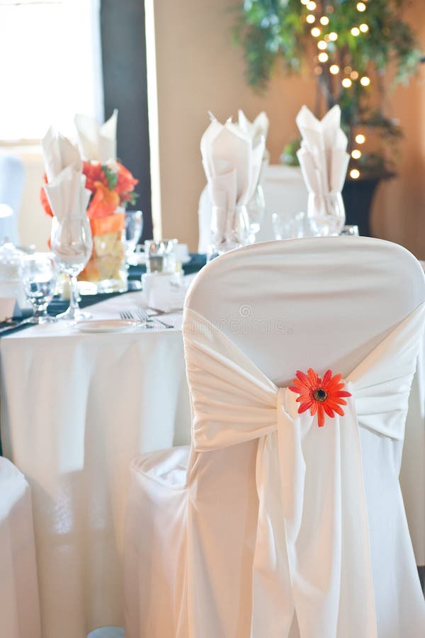 Chair Covering and Table Setting at Wedding Stock Image - Image of ...