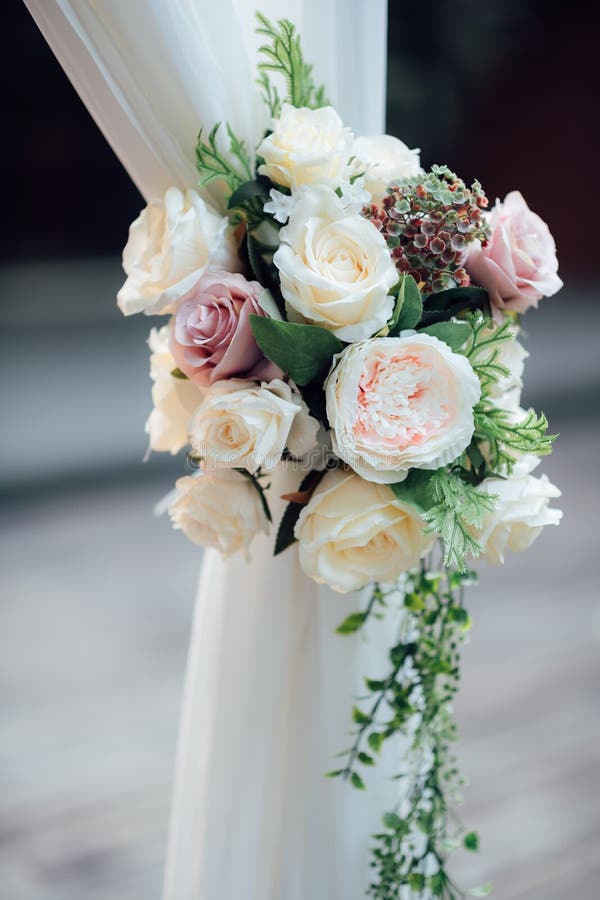 Chair Decorated with Flowers Stock Photo - Image of groom, event: 134864648