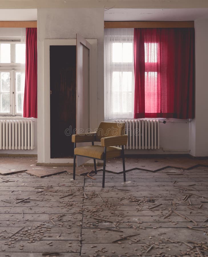 Chair in a Dilapidated Room Stock Image - Image of forgotten ...