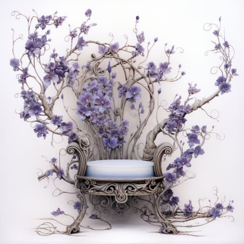 Purple Floral Fantasy Chair 3d Art: Naturalistic Rendering with Fairy ...