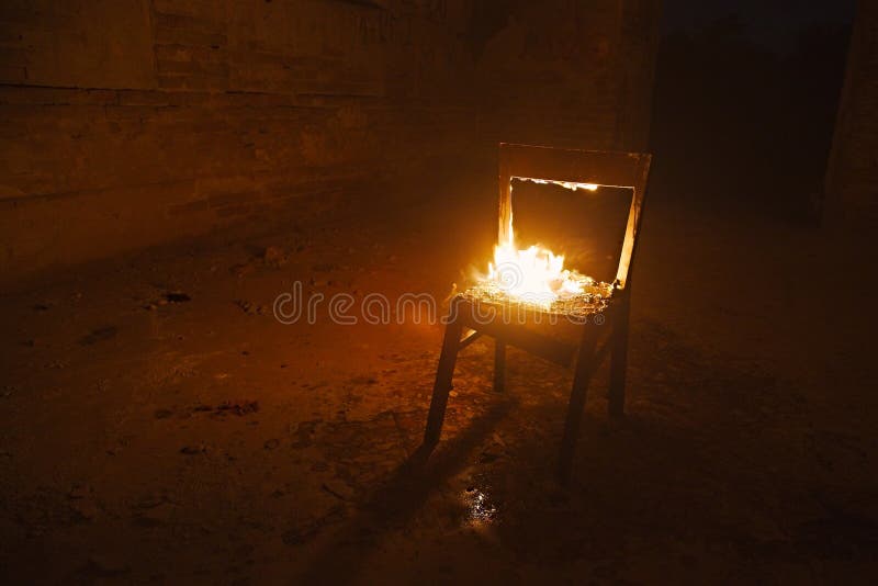 Chair on fire stock photo. Image of empty, fiery, furniture - 101124932