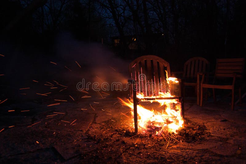 Chair on fire stock image. Image of burnt, burning, danger - 86613789