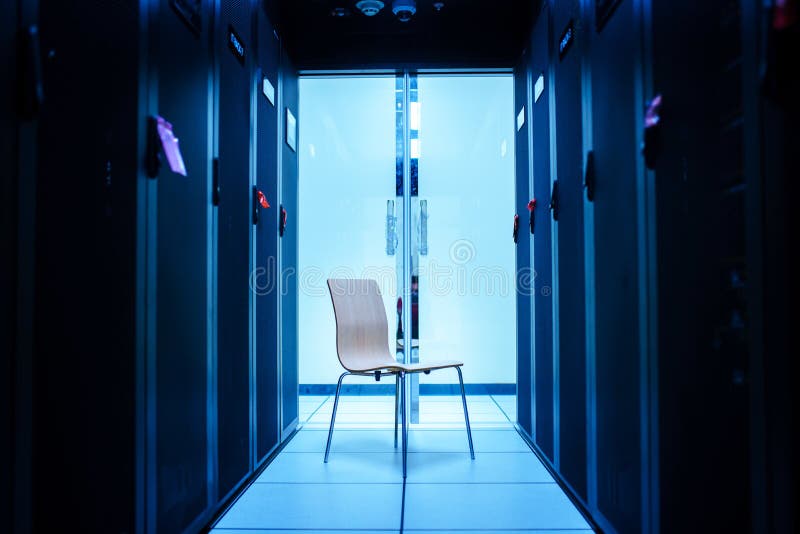 Chair in server room stock photo. Image of computing - 246608274