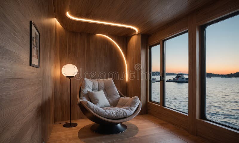 Chair in Front Window with View the Water Stock Image - Image of ...