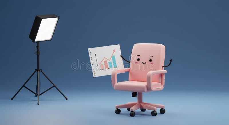 Chair Holding Increasing Chart with Studio Lighting for Creative ...