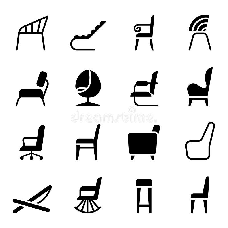 Chair icons set side view stock illustration. Illustration of element ...