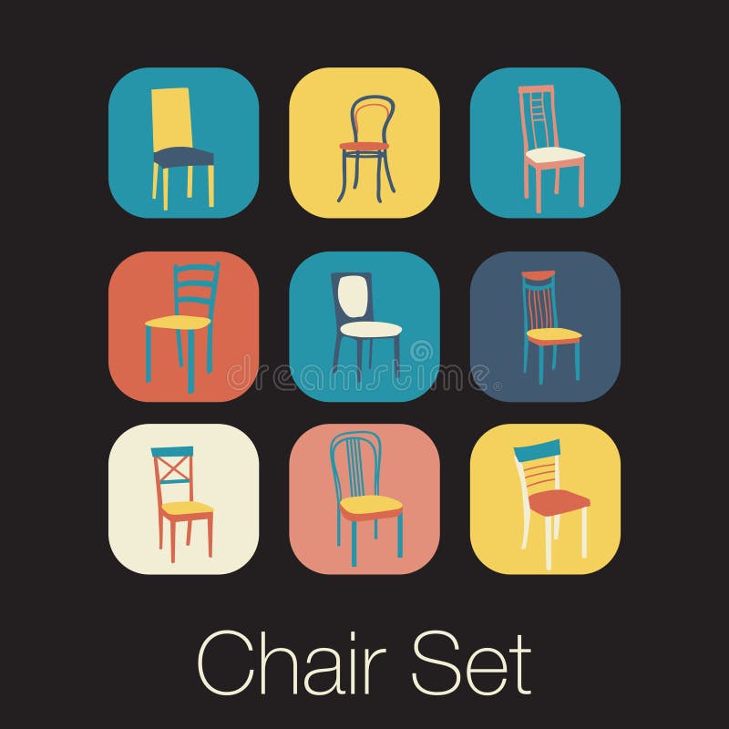 Chair Icon Set. Symbol Furniture Stock Vector - Illustration of chair ...
