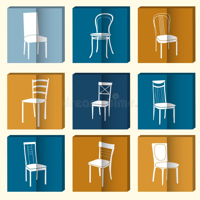 Chair Icon Set. Symbol Furniture Stock Vector - Illustration of kitchen ...