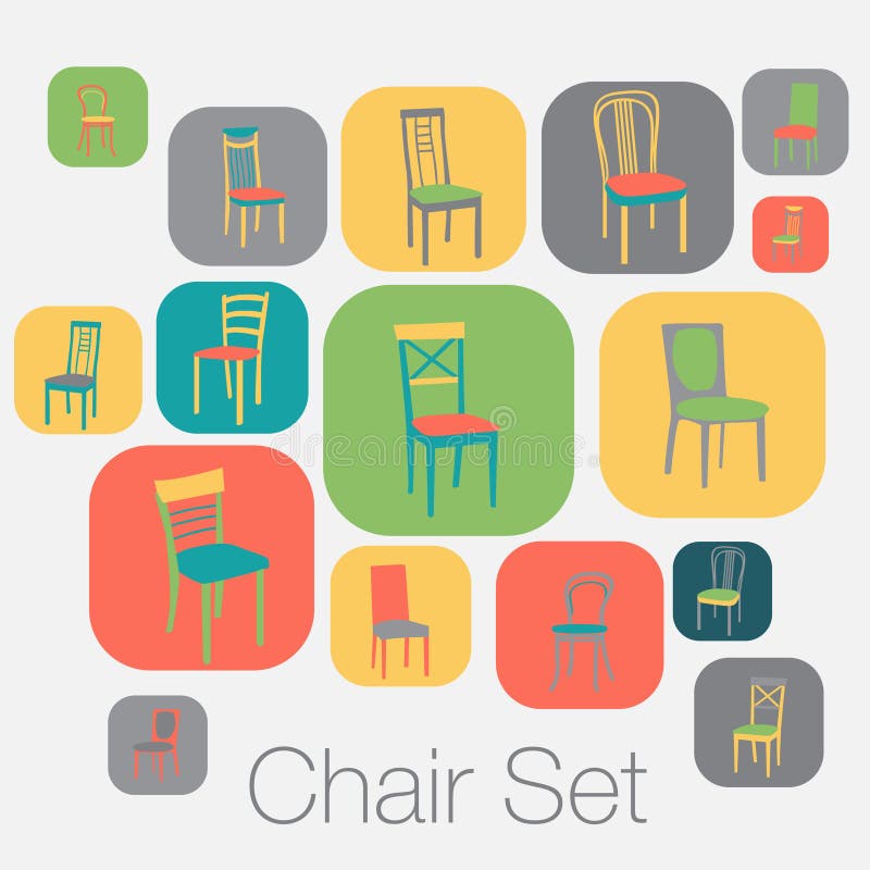 Chair Icon Set. Symbol Furniture Stock Vector - Illustration of icons ...