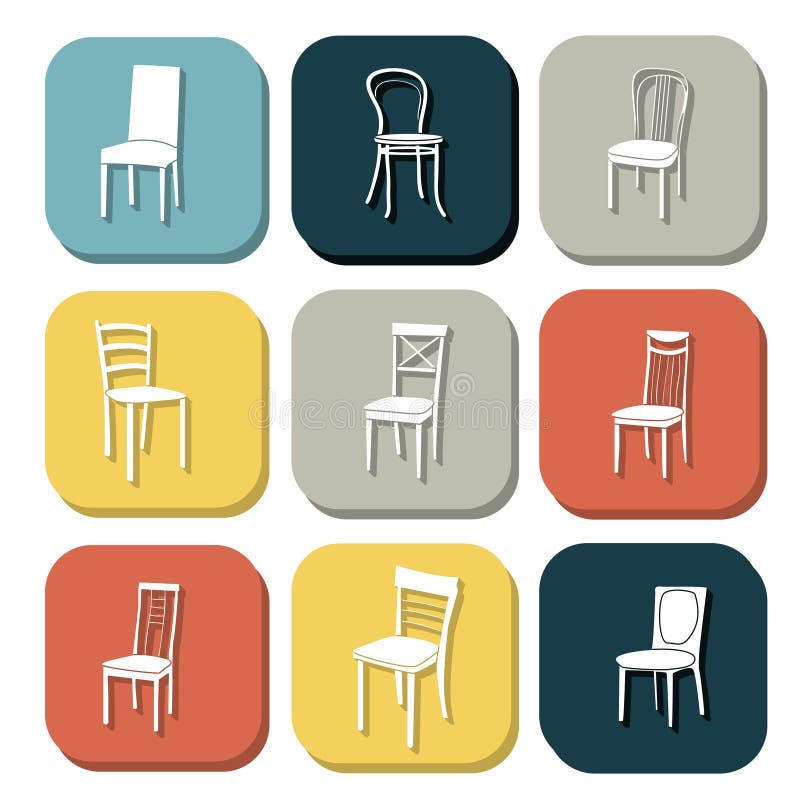 Chair Icon Set. Symbol Furniture Stock Vector - Illustration of chair ...
