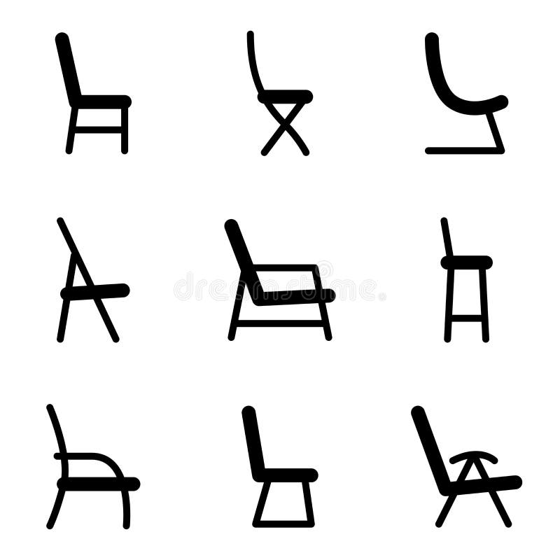 Chair icons set side view stock illustration. Illustration of element ...
