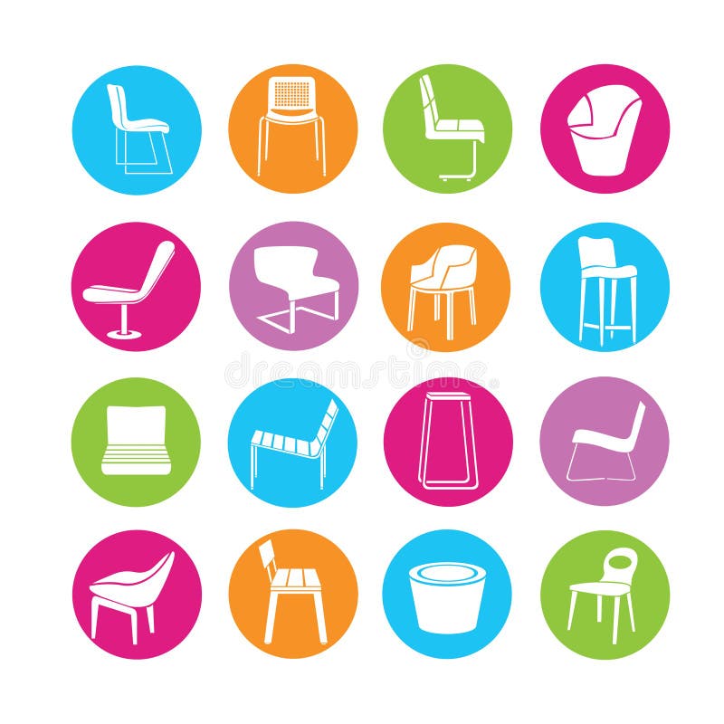 Chair icons set side view stock illustration. Illustration of element ...