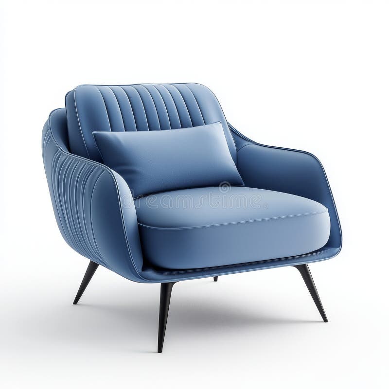 Chair Isolated on Transparent Background in Modern Blue Color Stock ...