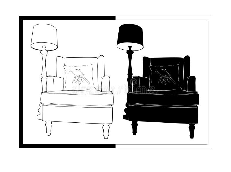 Chair and lamp stock vector. Illustration of living, white - 41470900