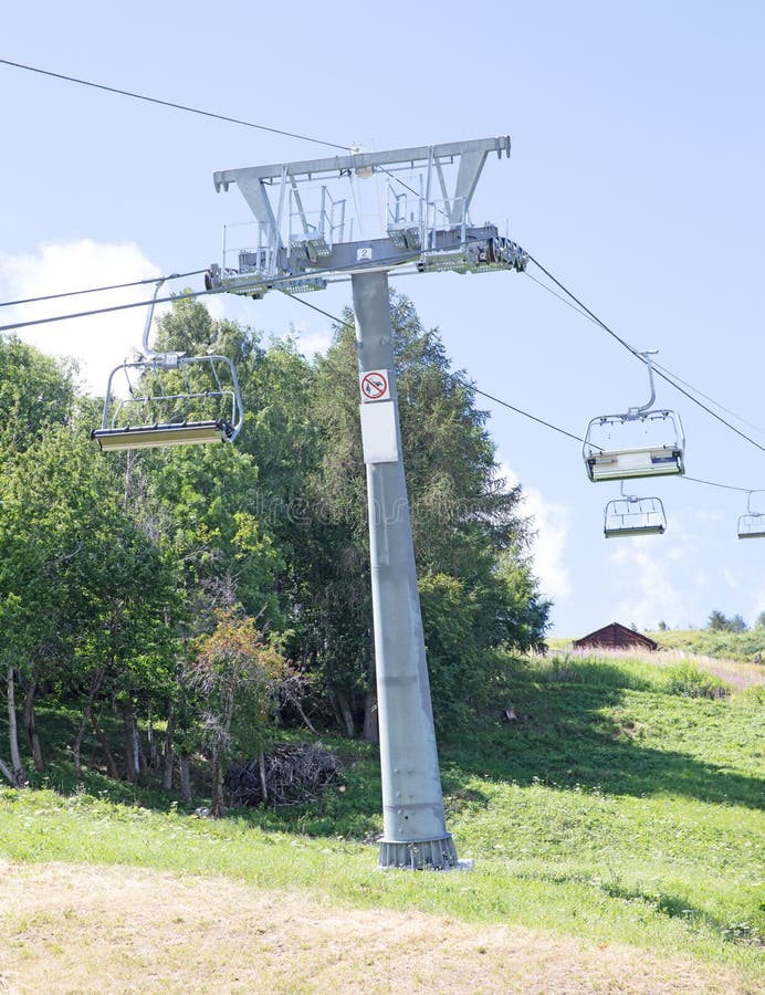 Chair lift and landscape stock image. Image of chair - 201511489
