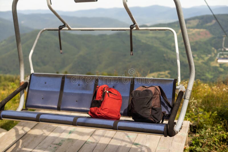 Chair Lift on Mountain during Summer. Stock Image - Image of lift ...