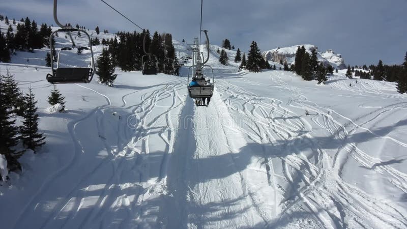 Chair Lift Ride in the Mountains on Ski Resort Stock Video - Video of ...