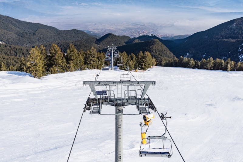 Chair lift for skiing stock image. Image of high, landscape - 67161603
