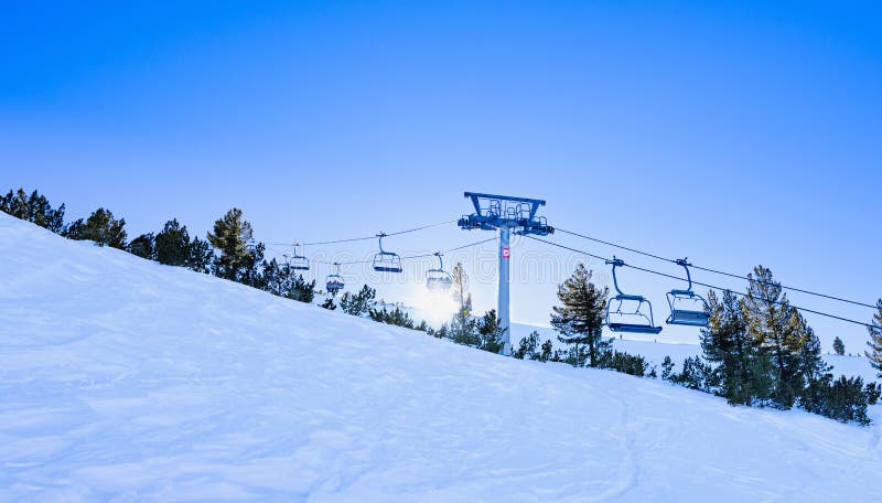 Chair lift for skiing stock photo. Image of alpine, speed - 68398314