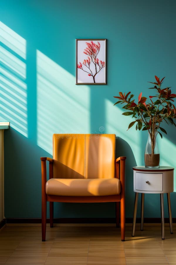 Chair Next To Table with Potted Plant on it. Generative AI Stock ...